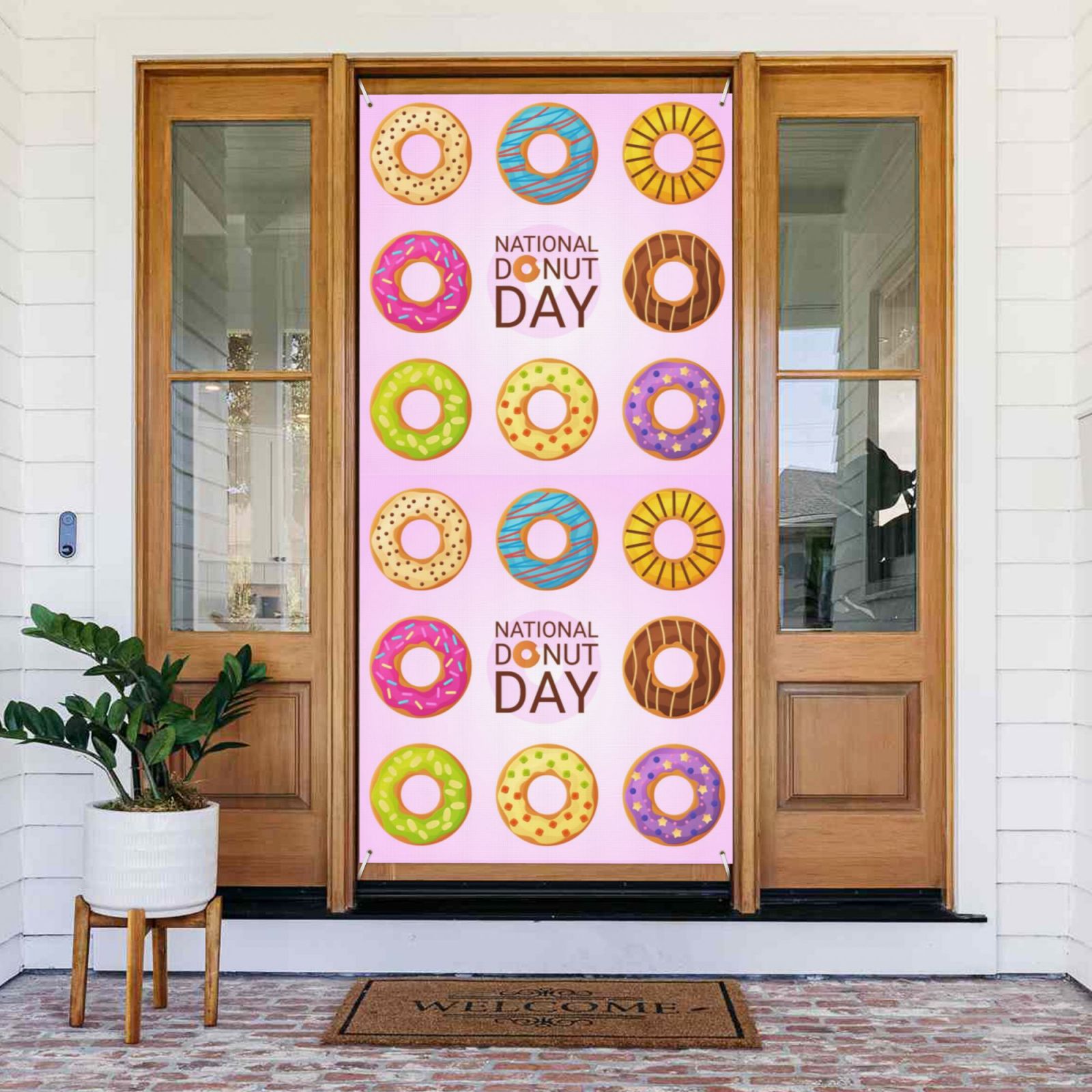 Happy National Donut Day Door Cover Decoration Backdrop Banner Porch ...