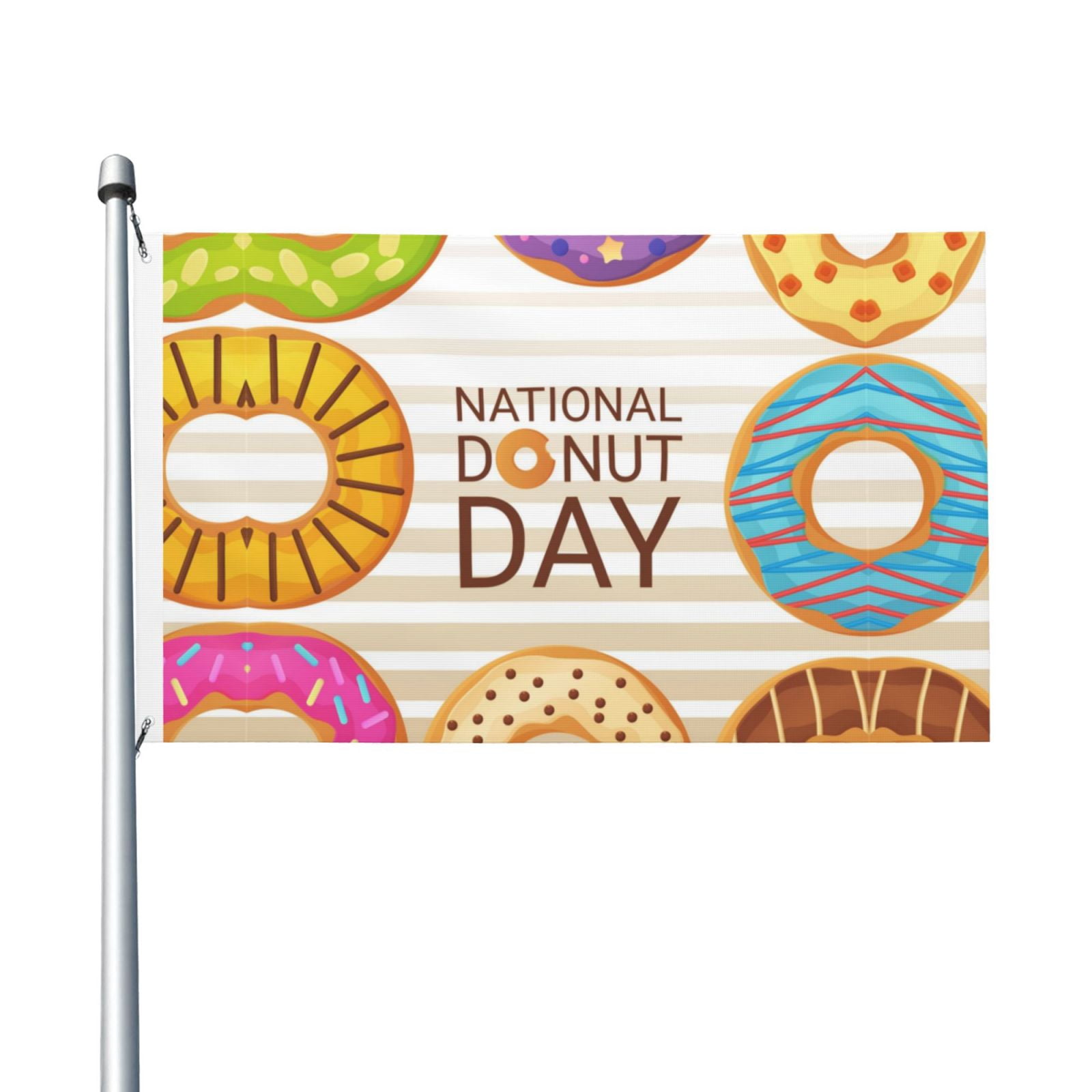 Happy National Donuts Day Flags 3x5ft Garden Flag Double Sided Outdoor ...