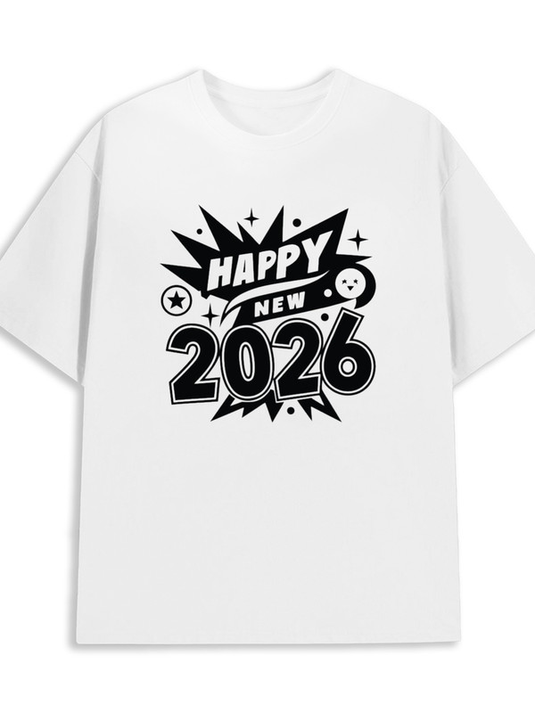 Happy New 2026 new year cotton tshirts t shirt men 180G 100% Cotton ...