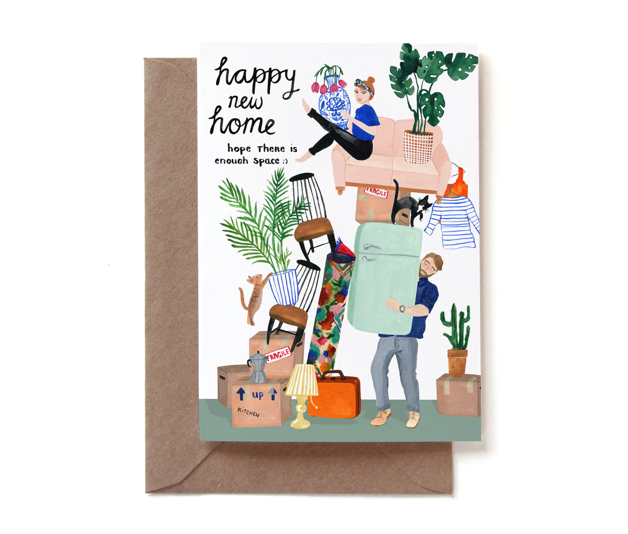 Happy New Home Greeting Card – Hilarious Moving Illustration – Perfect ...