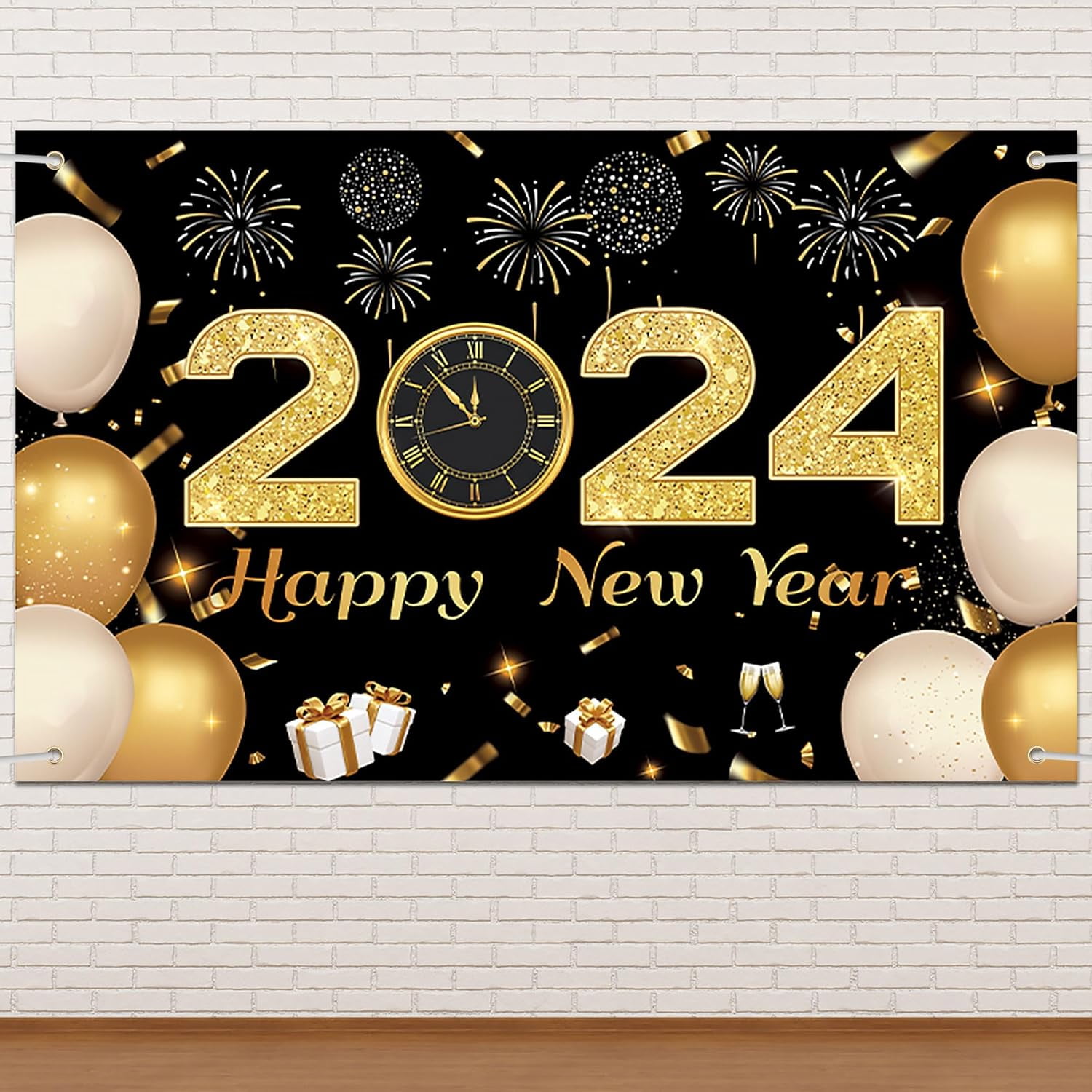 Happy New Year 2024 Backdrop, New Year Background for Party Decoration ...