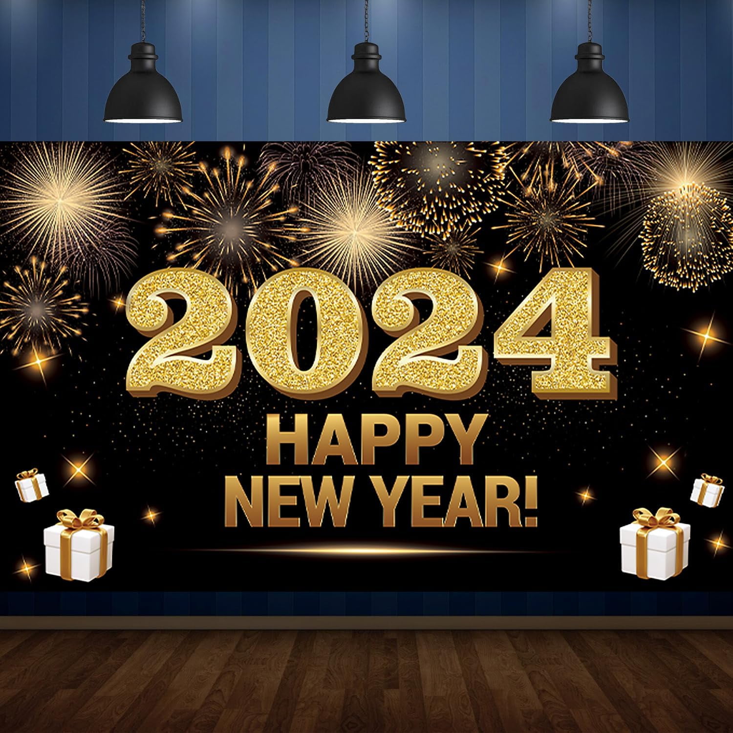 Happy New Year 2024 Backdrop, New Year Background for Party Decoration ...