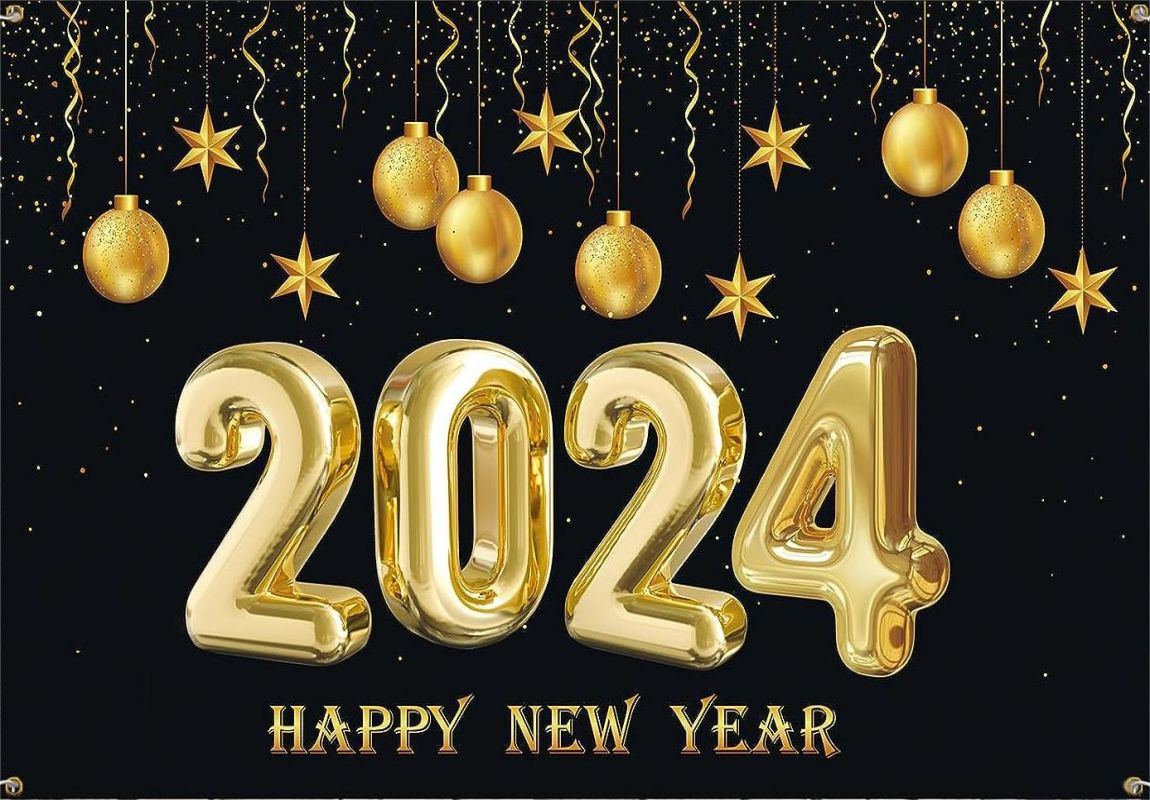 Happy New Year 2024 Background Baby Shower Clock Count Down Lamp Band ...