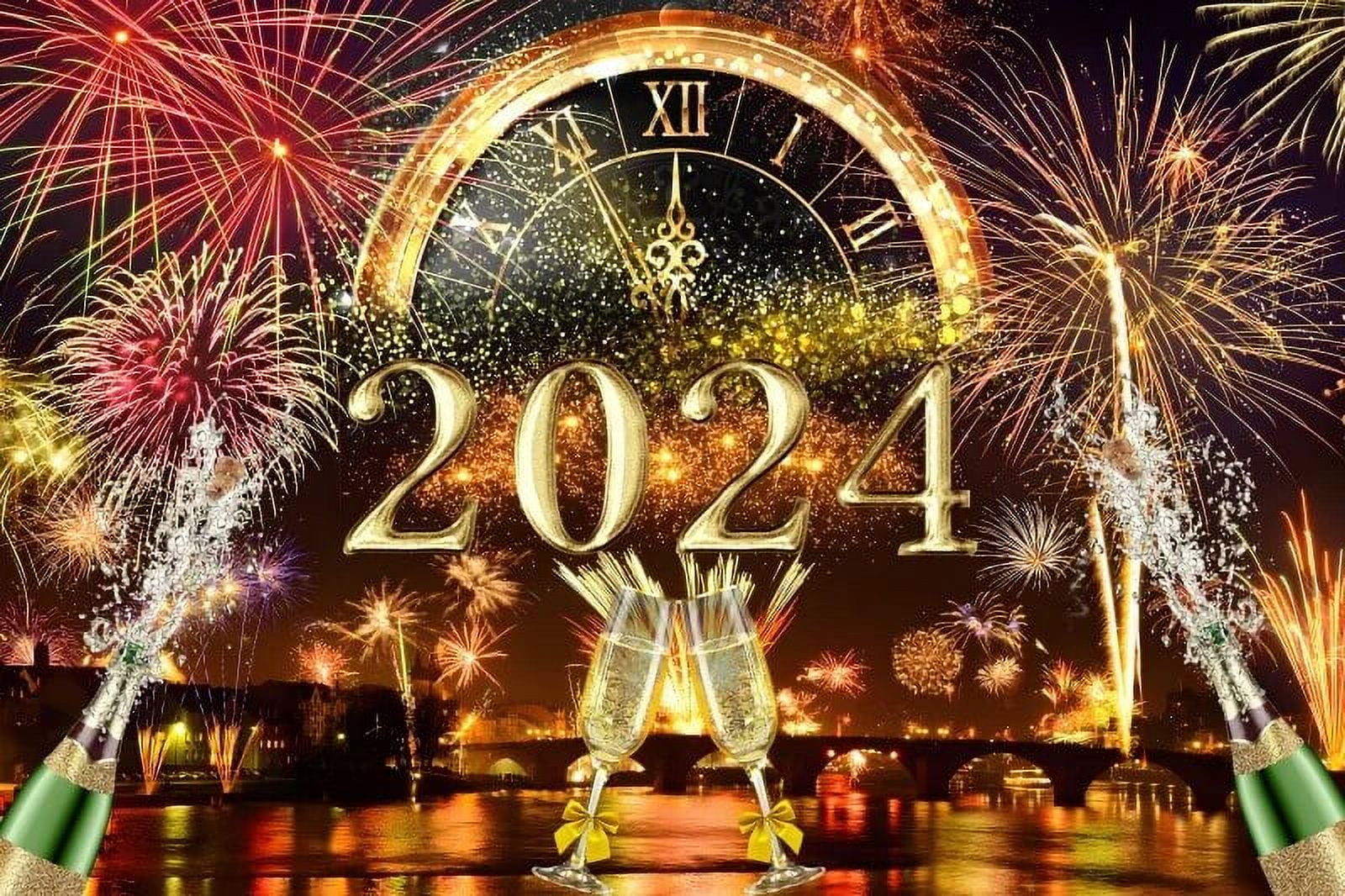 Happy New Year 2024 Photography Backdrop Midnight Carnival Night City ...