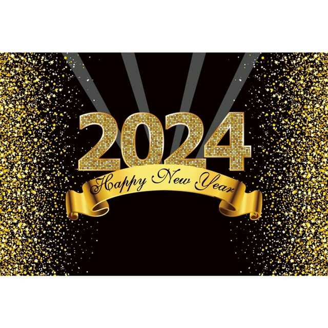 Happy New Year 2024 Sparkle Photo Background Decoration s Balloons Spray Champagne Customized ...