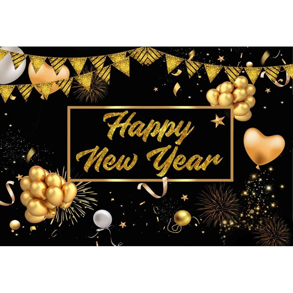 Happy New Year 2024 Sparkle Photo Background Decoration s Balloons Spray Champagne Customized ...
