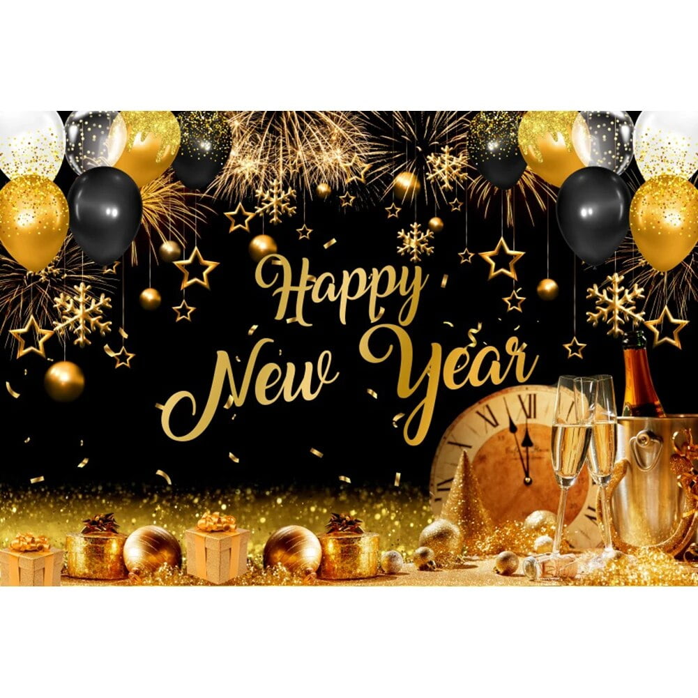 Happy New Year 2024 Sparkle Photo Background Decoration s Balloons Spray Champagne Customized ...