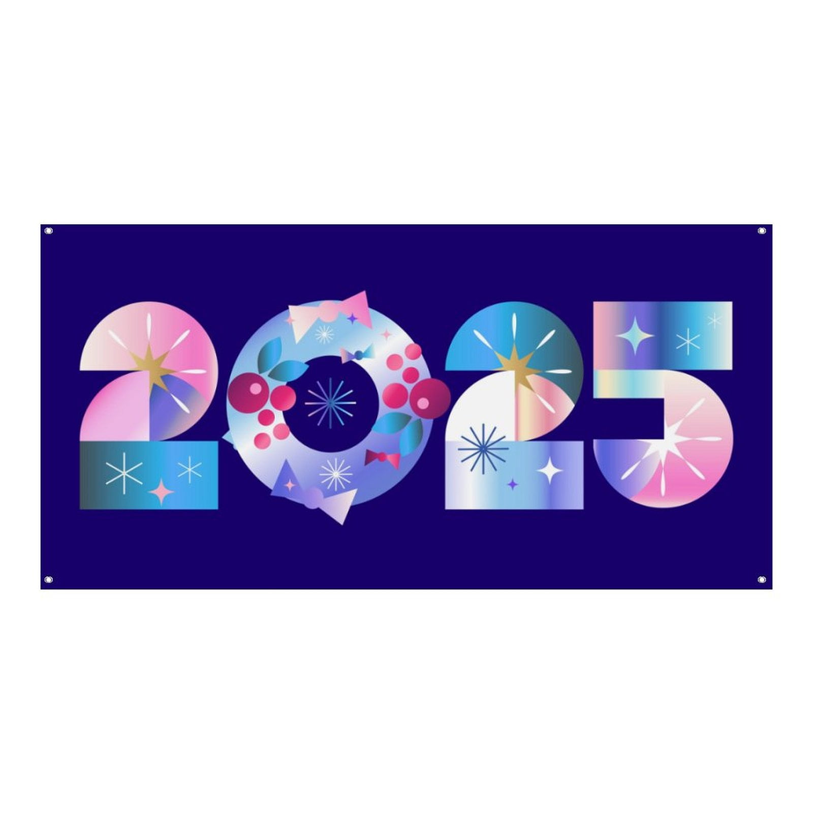 Happy New Year 2025 Banners Flag Hanging Backdrop Sign Wall Decoration ...