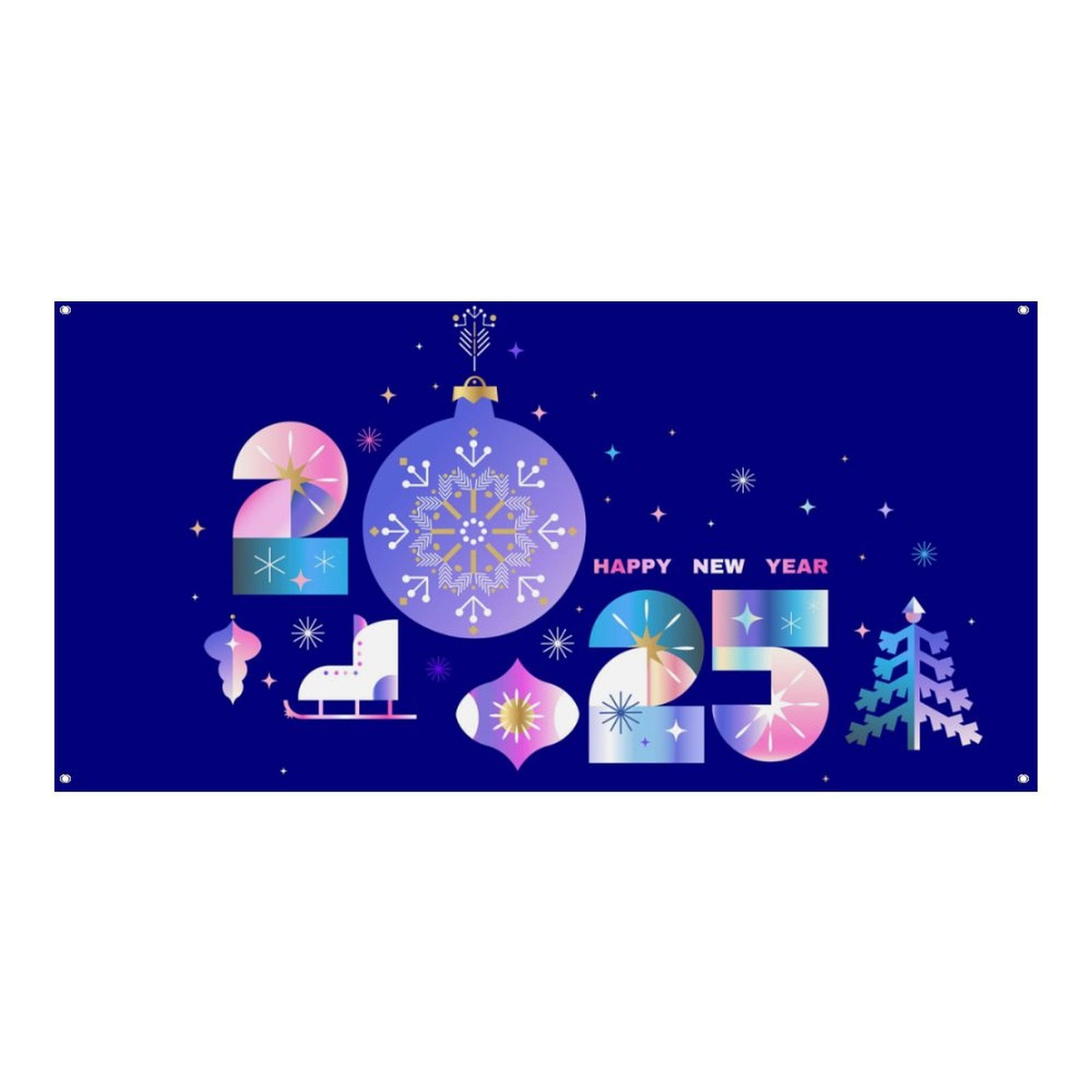 Happy New Year 2025 Banners Flag Hanging Backdrop Sign Wall Decoration ...