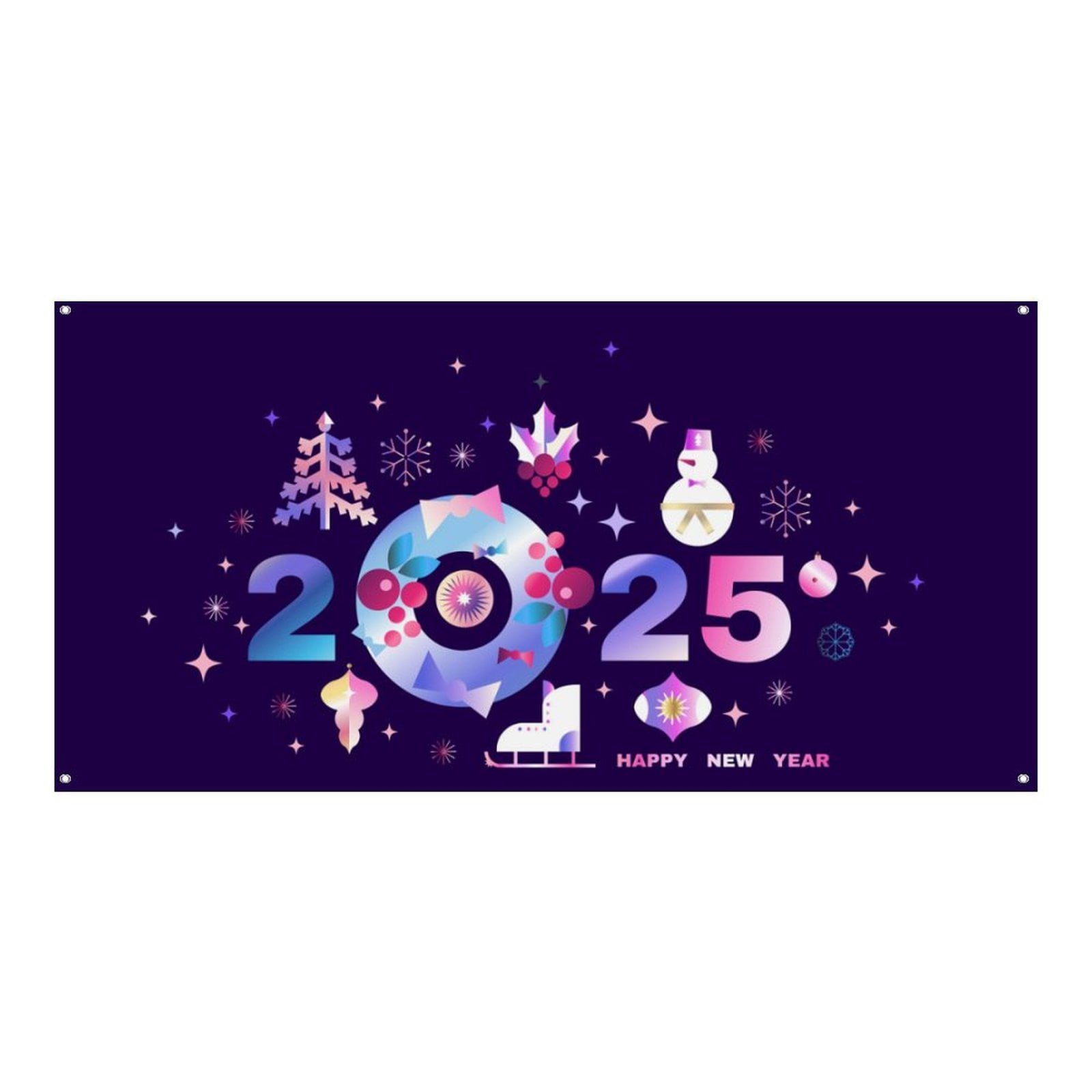 Happy New Year 2025 Banners Flag Hanging Backdrop Sign Wall Decoration ...