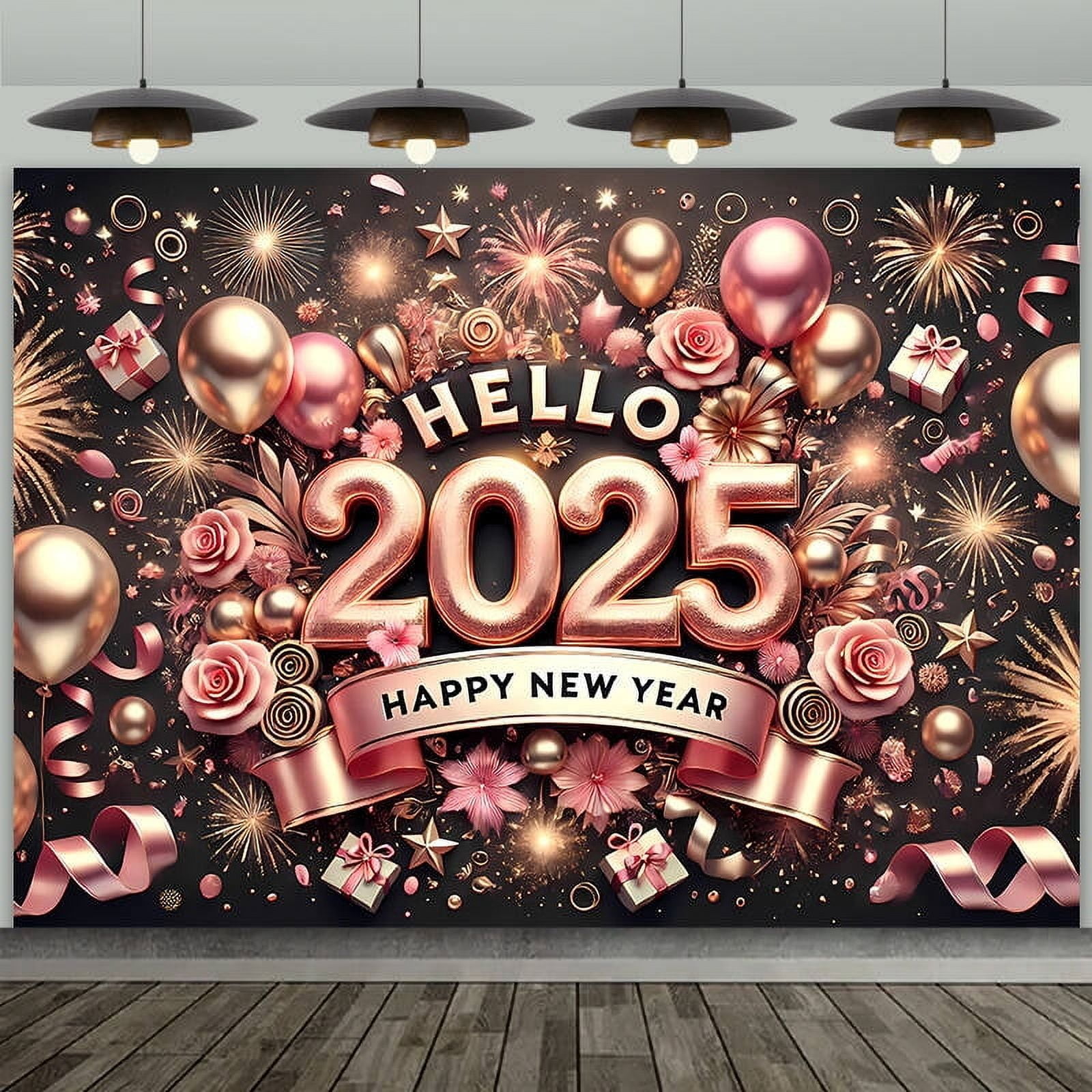 Happy New Year 2025 Party Backdrop for Photography Glitter Firework ...