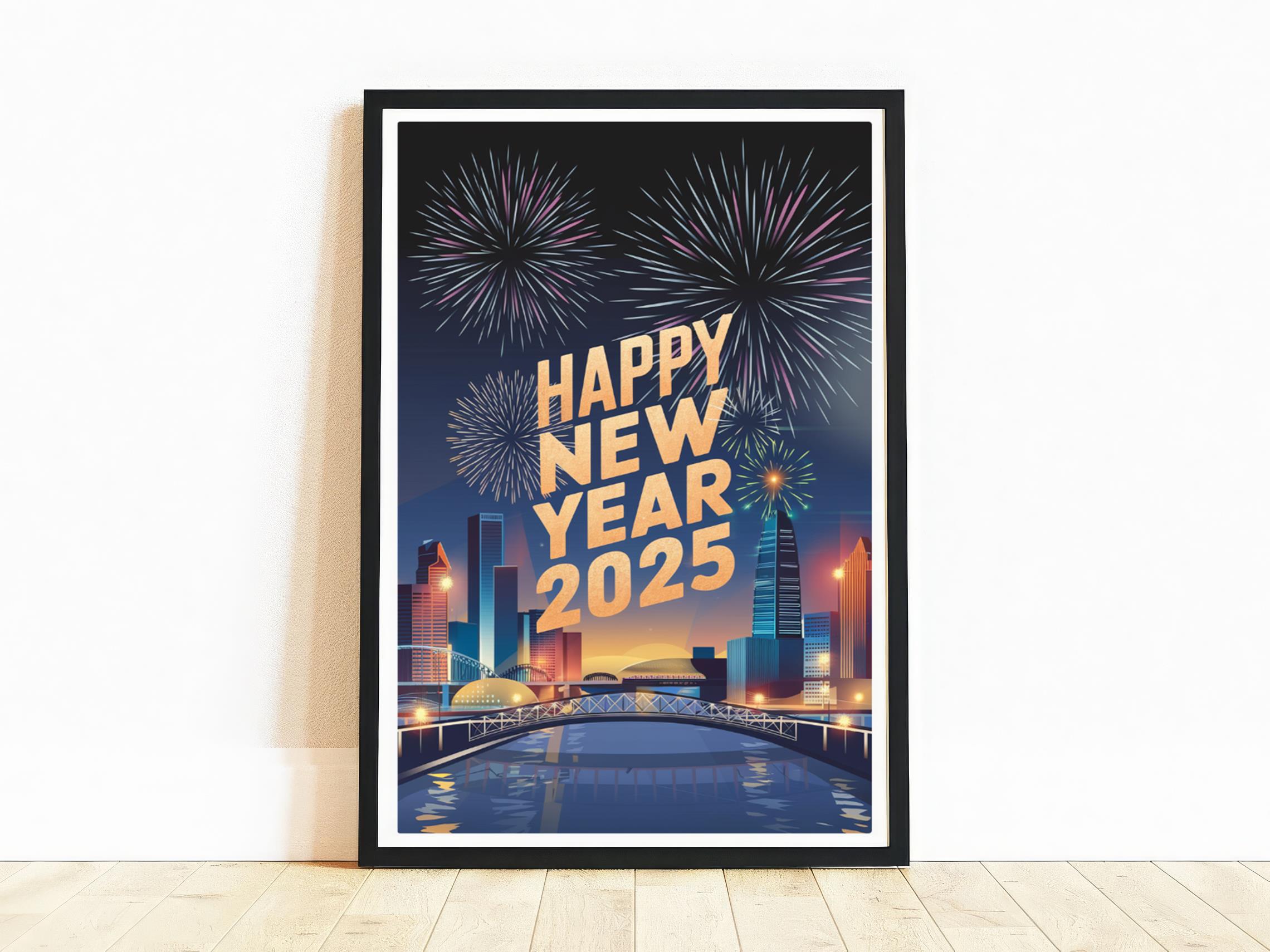 Happy New Year 2025 poster, Happy New Year 2025 festive artwork, 2025 ...