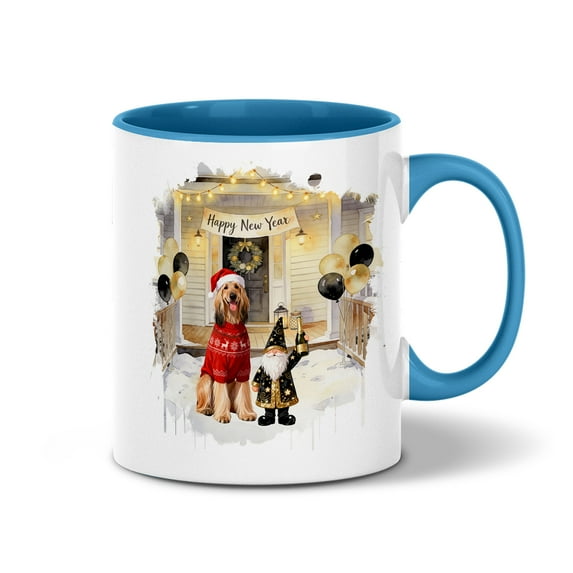 Happy New Year 2026 Afghan Hound Santa Gnome Holiday Party Snow 11oz ...