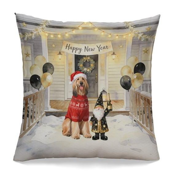Happy New Year 2026 Afghan Hound Santa Gnome Holiday Party Snow ...