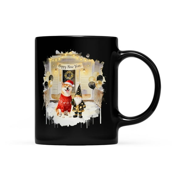 Happy New Year 2026 Akita Santa Gnome Holiday Party Snow Mug Inu Dog ...