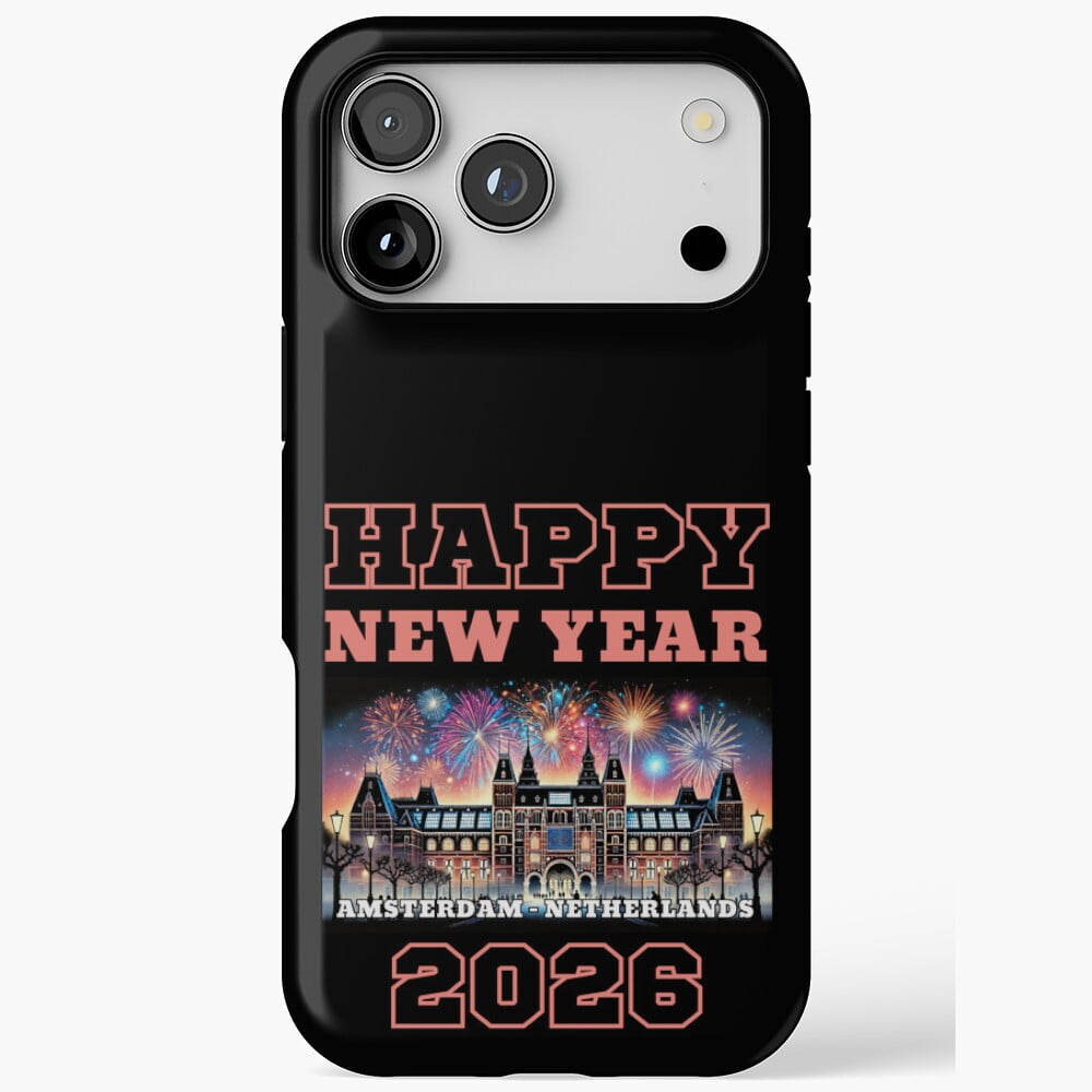 Happy New Year 2026 Amsterdam Pink iPhone Case 17 to 11 Pro Max ...
