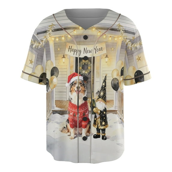 Happy New Year 2026 Australian Shepherd Santa Gnome Holiday Party Snow ...