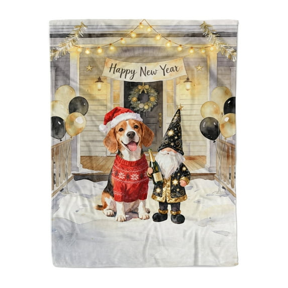 Happy New Year 2026 Beagle Santa Gnome Holiday Party Snow Cozy Fleece ...