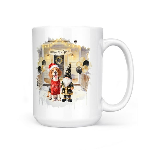 Happy New Year 2026 Beagle Santa Gnome Holiday Party Snow Mug Beagles ...