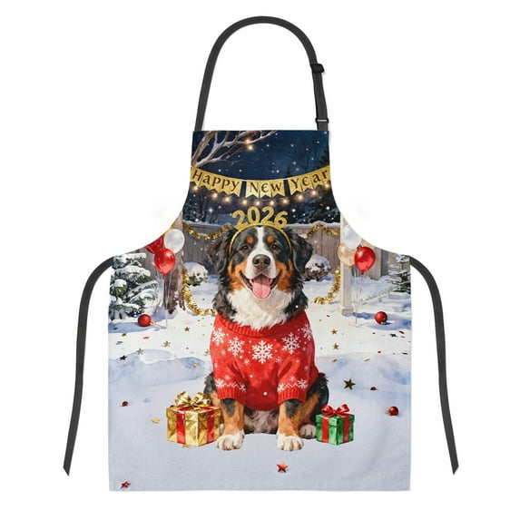 Happy New Year 2026 Bernese Mountain Dog Holiday Balloons Party Snow ...