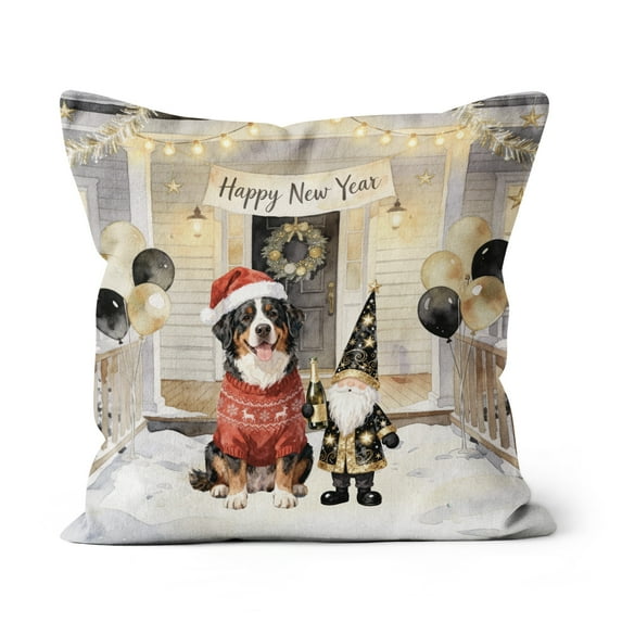 Happy New Year 2026 Bernese Mountain Dog Santa Gnome Holiday Party Snow ...