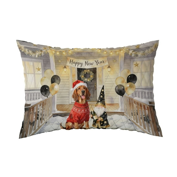 Happy New Year 2026 Bloodhound Santa Gnome Holiday Party Snow Quilt ...