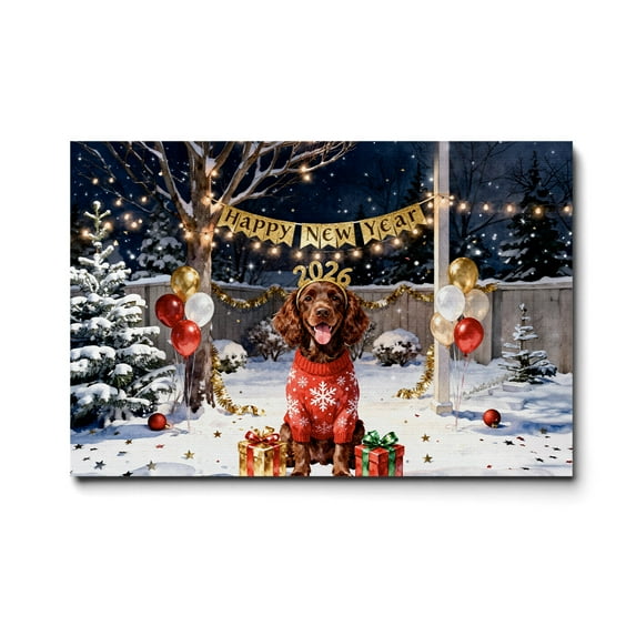 Happy New Year 2026 Boykin Spaniel Holiday Balloons Party Snow ...