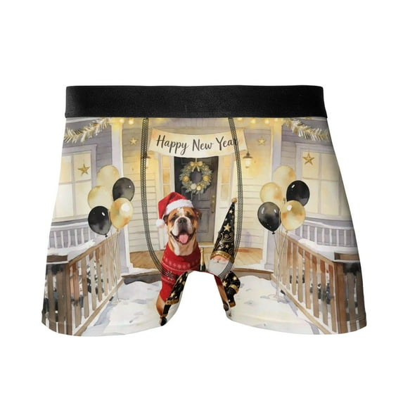 Happy New Year 2026 Bulldog Santa Gnome Holiday Party Snow All Over ...