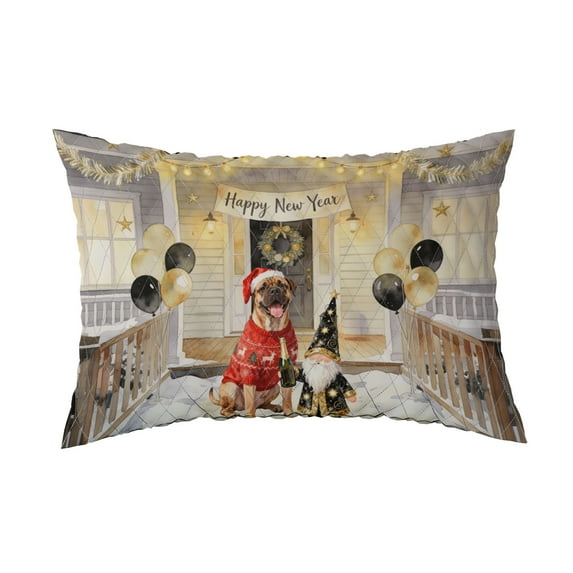 Happy New Year 2026 Bullmastiff Santa Gnome Holiday Party Snow Quilt ...