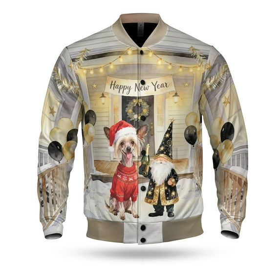 Happy New Year 2026 Chinese Crested Santa Gnome Holiday Party Snow All ...