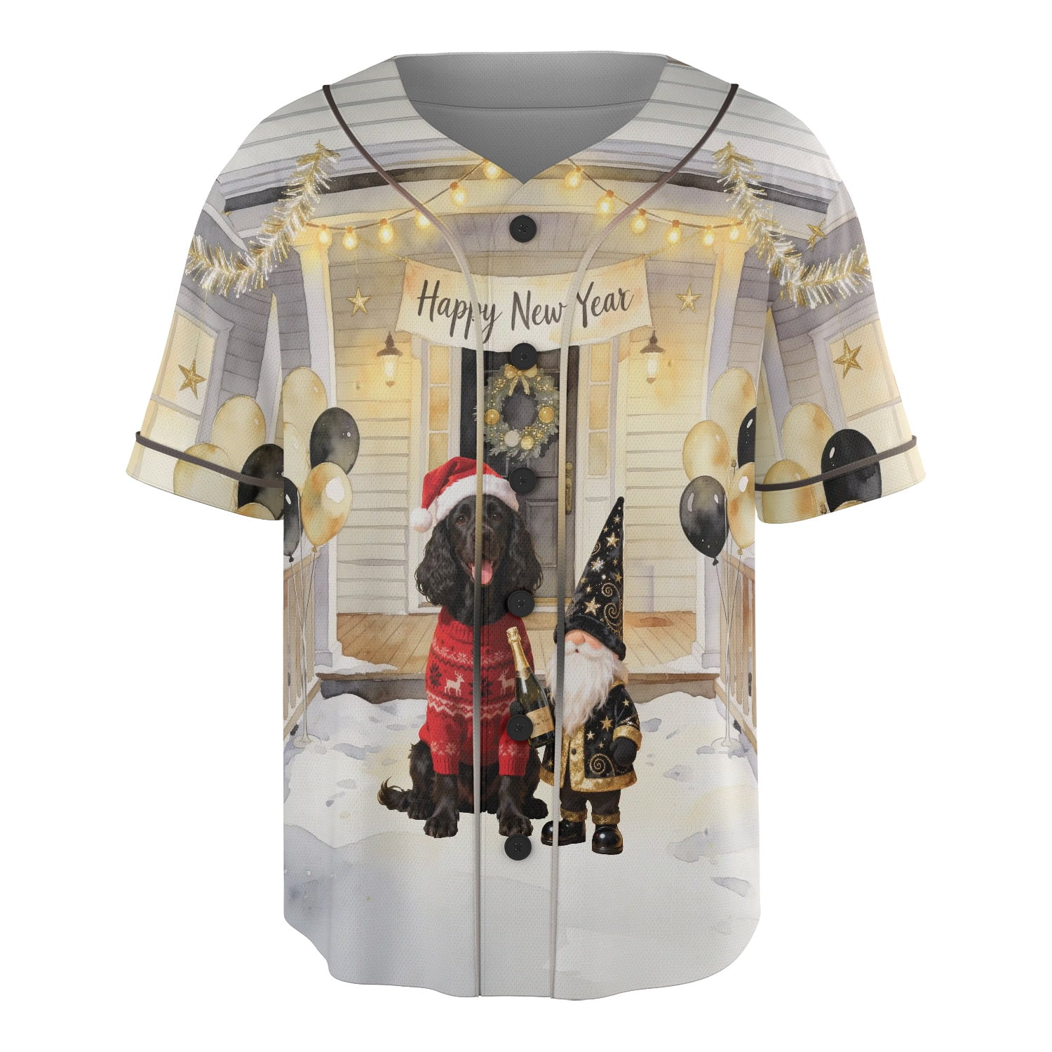 Happy New Year 2026 Cocker Spaniel Santa Gnome Holiday Party Snow All ...