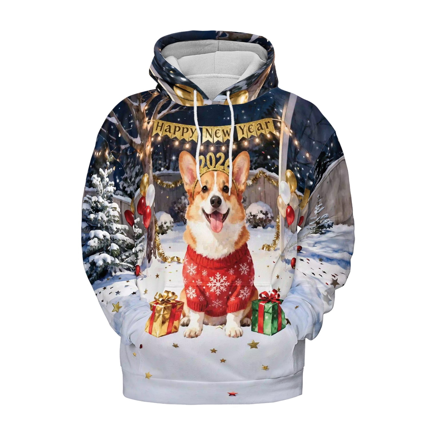 Happy New Year 2026 Corgi Holiday Balloons Party Snow All Over Print 3D ...