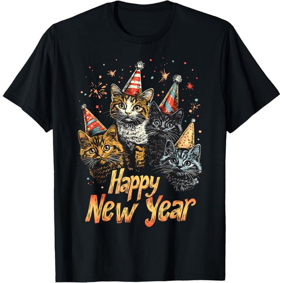 Happy New Year 2026 Cute Cats Kitten Party Men Women T-Shirt - Walmart.com