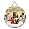 Happy New Year 2026 Dachshund Santa Gnome Holiday Party Snow Round Wood ...