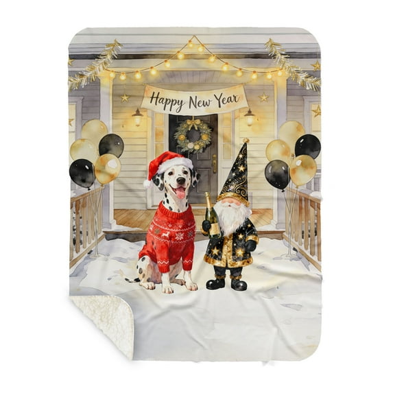 Happy New Year 2026 Dalmatian Santa Gnome Holiday Party Snow Cozy ...