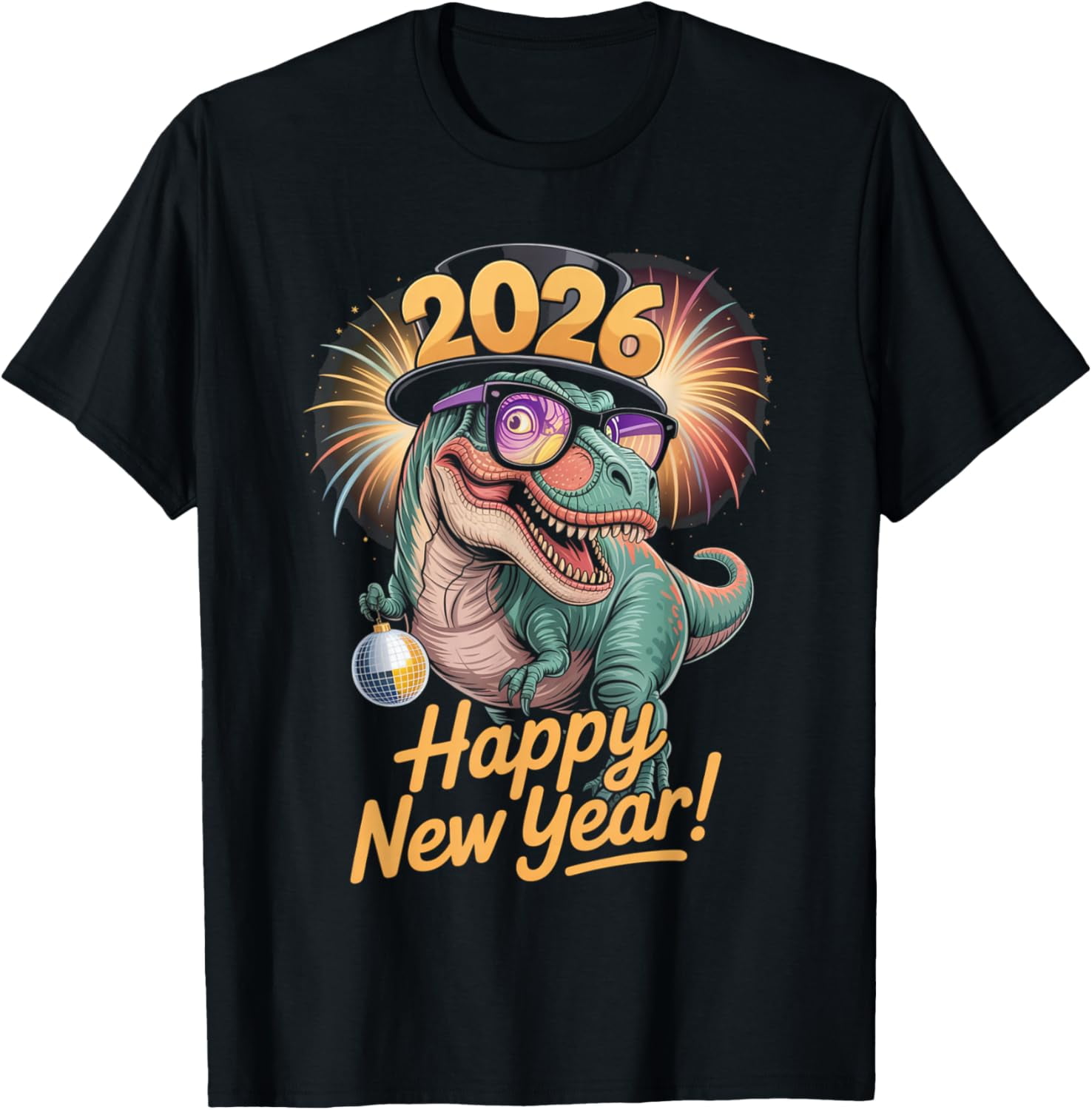Happy New Year 2026 Dinosaur Funny T-Rex Tee for Adult Adults T-Shirt ...