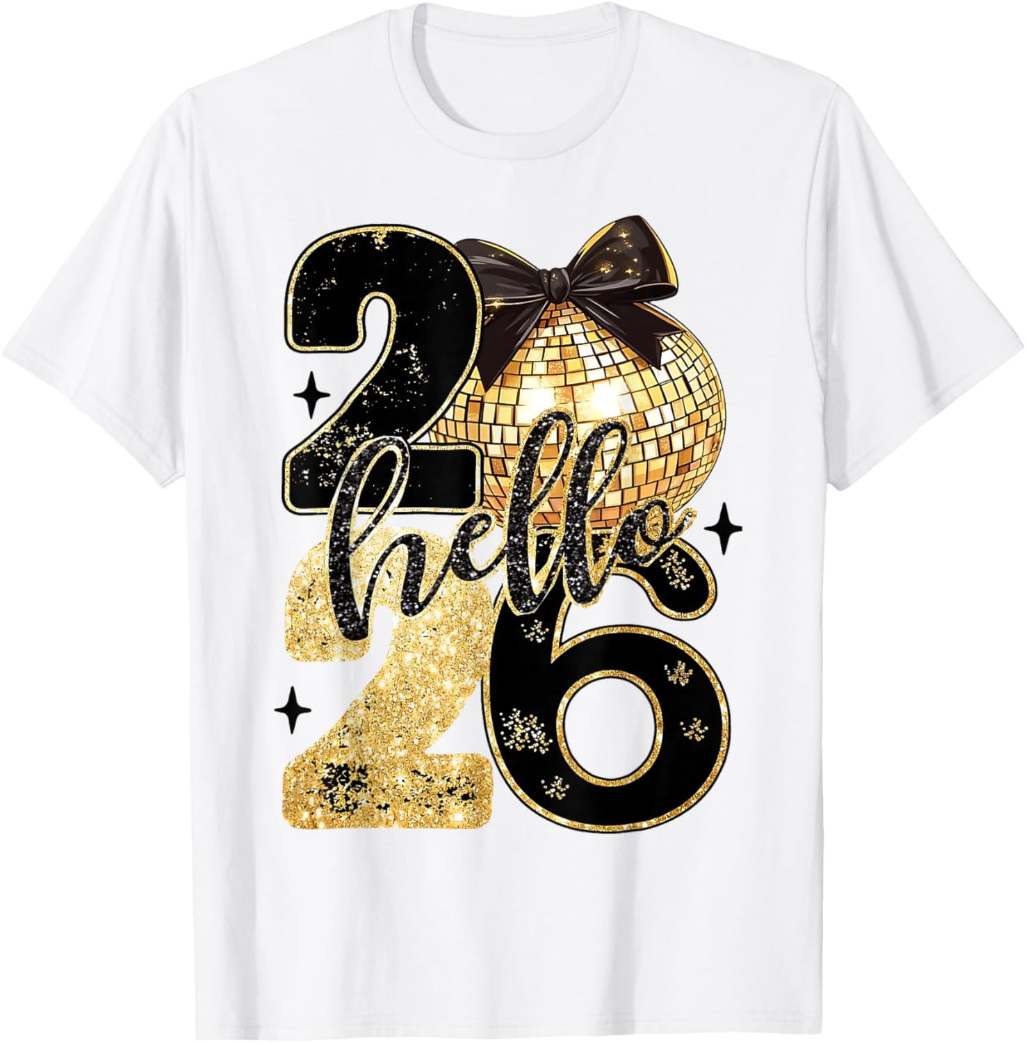 Happy New Year 2026 Disco Ball Bow New Year's Eve Party T-Shirt TShirt ...