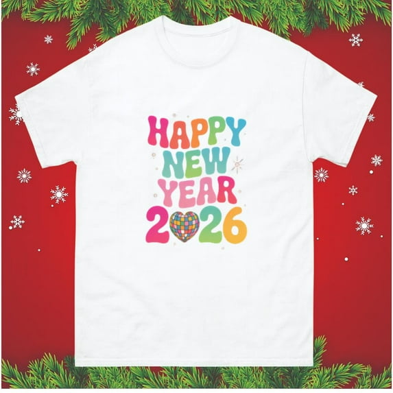 Happy New Year 2026 Disco Ball New Years Eve Art Unisex T-Shirt, up to ...