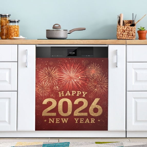 Happy New Year 2026 Dishwasher Magnet Cover Reuseable Refrigerator ...