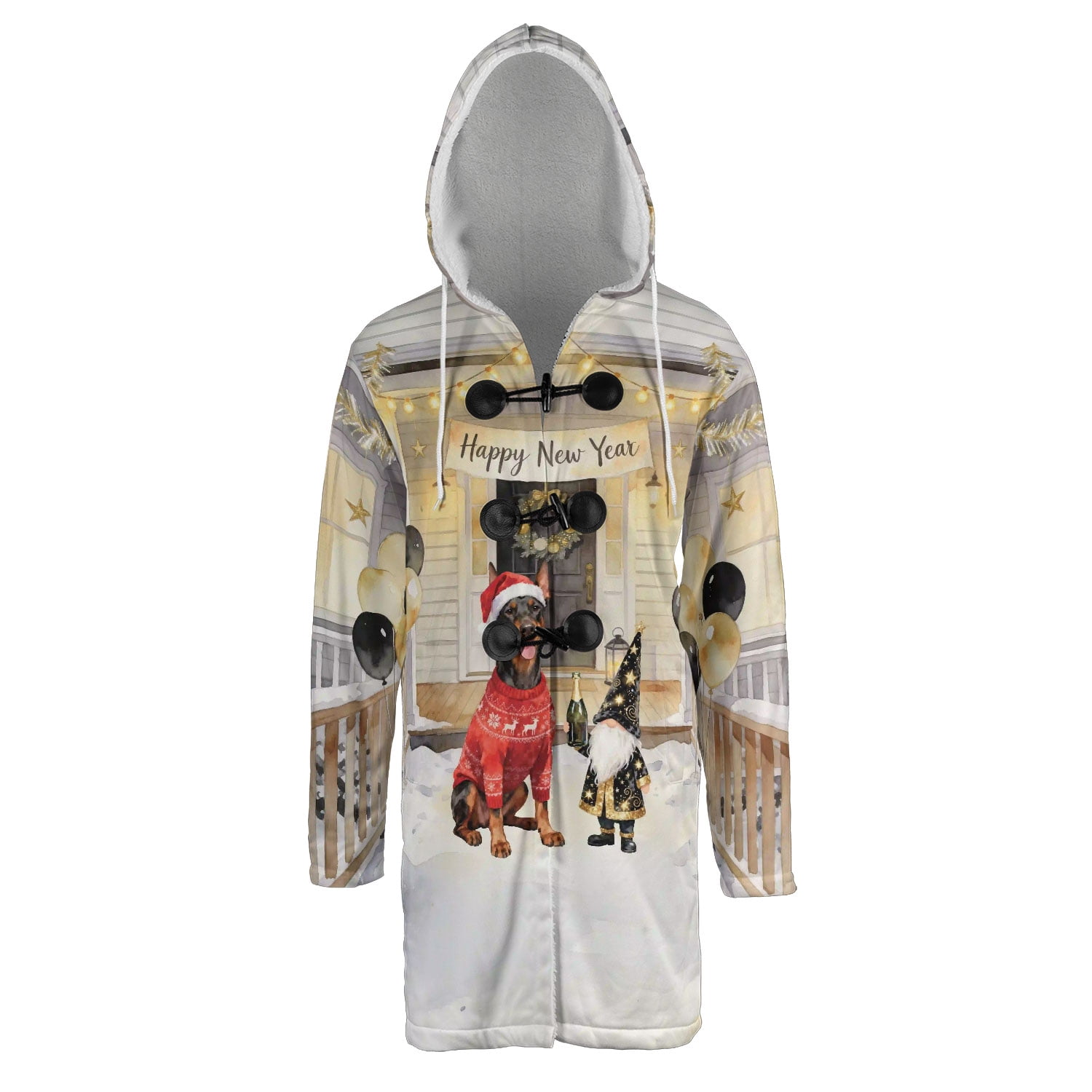 Happy New Year 2026 Doberman Pinscher Santa Gnome Holiday Party Snow ...