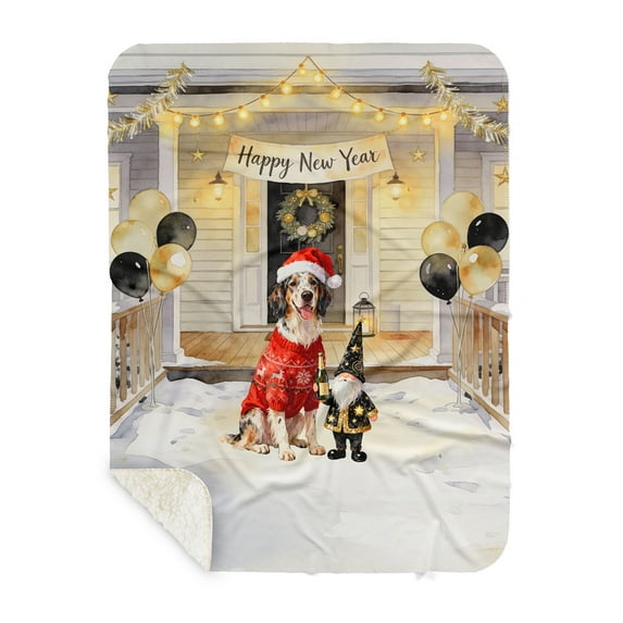 Happy New Year 2026 English Setter Santa Gnome Holiday Party Snow Cozy ...