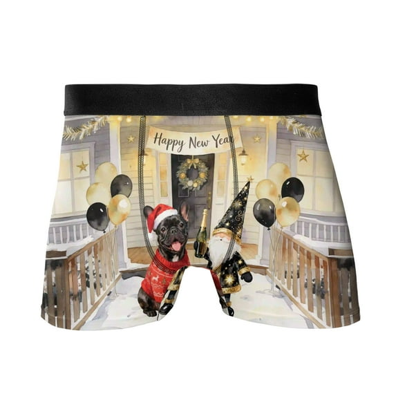 Happy New Year 2026 French Bulldog Santa Gnome Holiday Party Snow All ...