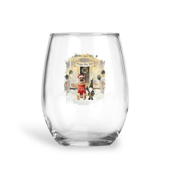 Happy New Year 2026 German Shepherd Santa Gnome Holiday Party Snow 15oz ...