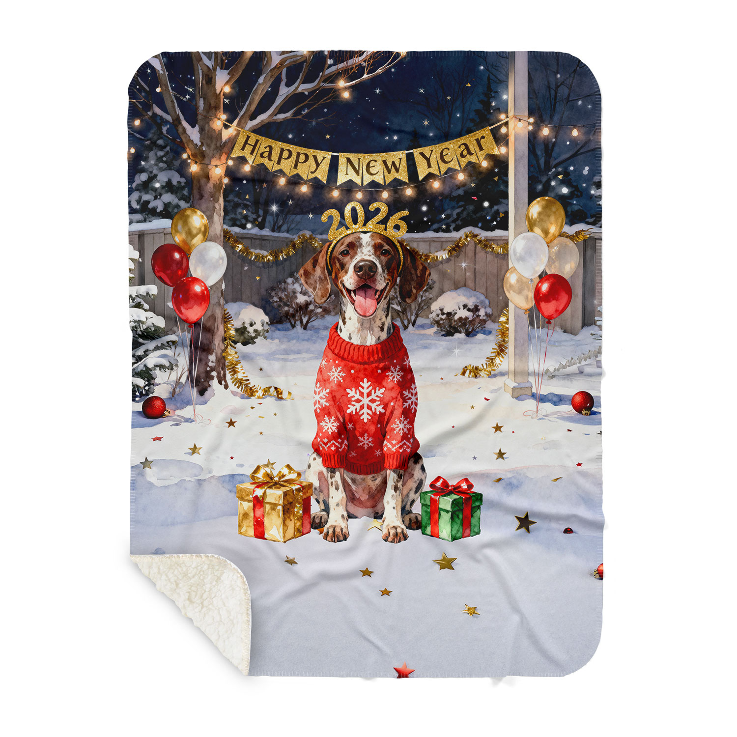 Happy New Year 2026 German Shorthaired Pointer Holiday Balloons Party ...