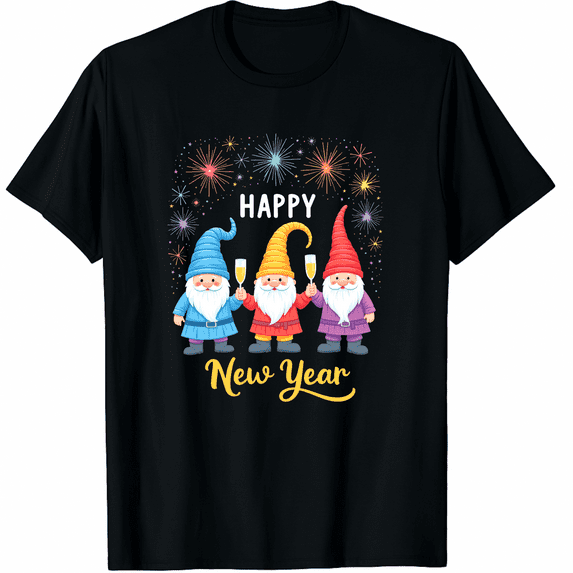Happy New Year 2026 Gnomes Family Party New Years Eve Graphic Tee T ...