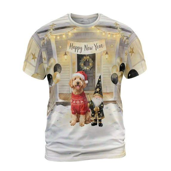 Happy New Year 2026 Goldendoodle Santa Gnome Holiday Party Snow All ...