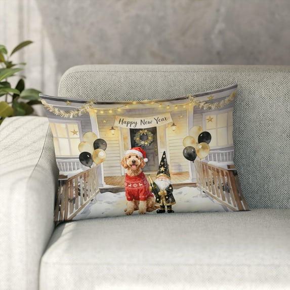 Happy New Year 2026 Goldendoodle Santa Gnome Holiday Party Snow ...
