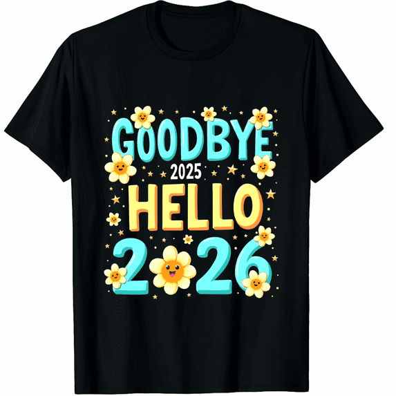 Happy New Year 2026 Goodbye 2025 Hello 2026 Graphic Tee T-Shirt for Men ...