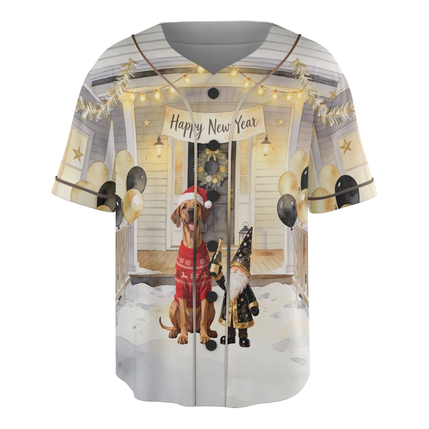 Happy New Year 2026 Great Dane Santa Gnome Holiday Party Snow All Over ...