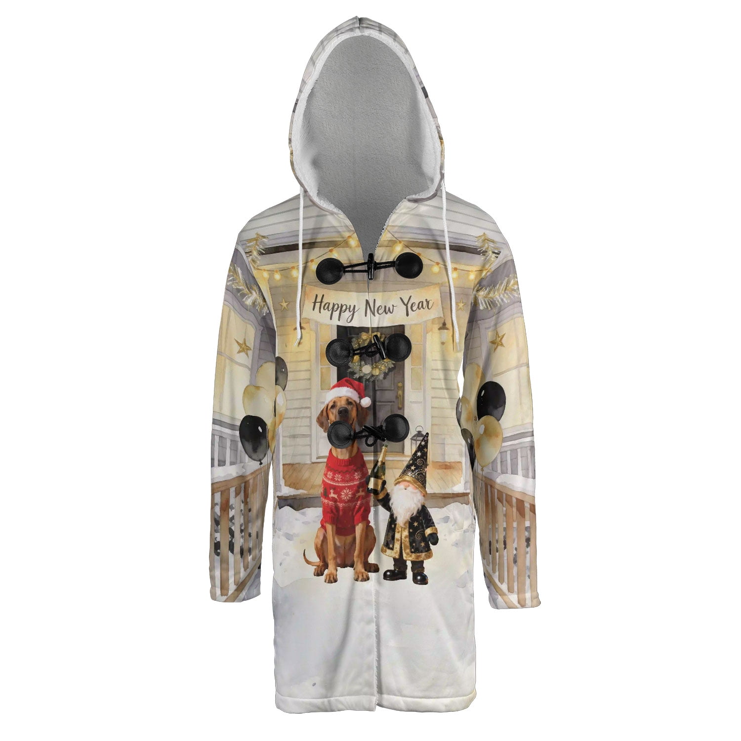 Happy New Year 2026 Great Dane Santa Gnome Holiday Party Snow All Over ...